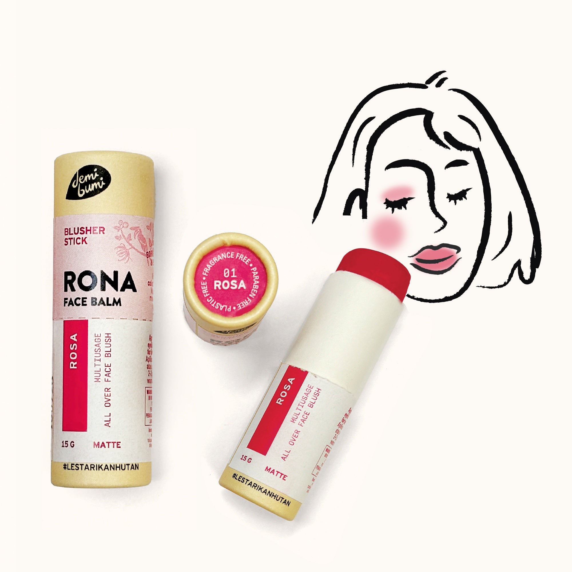 Demibumi Rona Face Tinted Balm - Rosa – The Green Collective SG